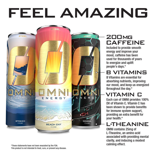 Omni Energy Drink Bundle - 1 Can of Each Flavor - Steel Supplements